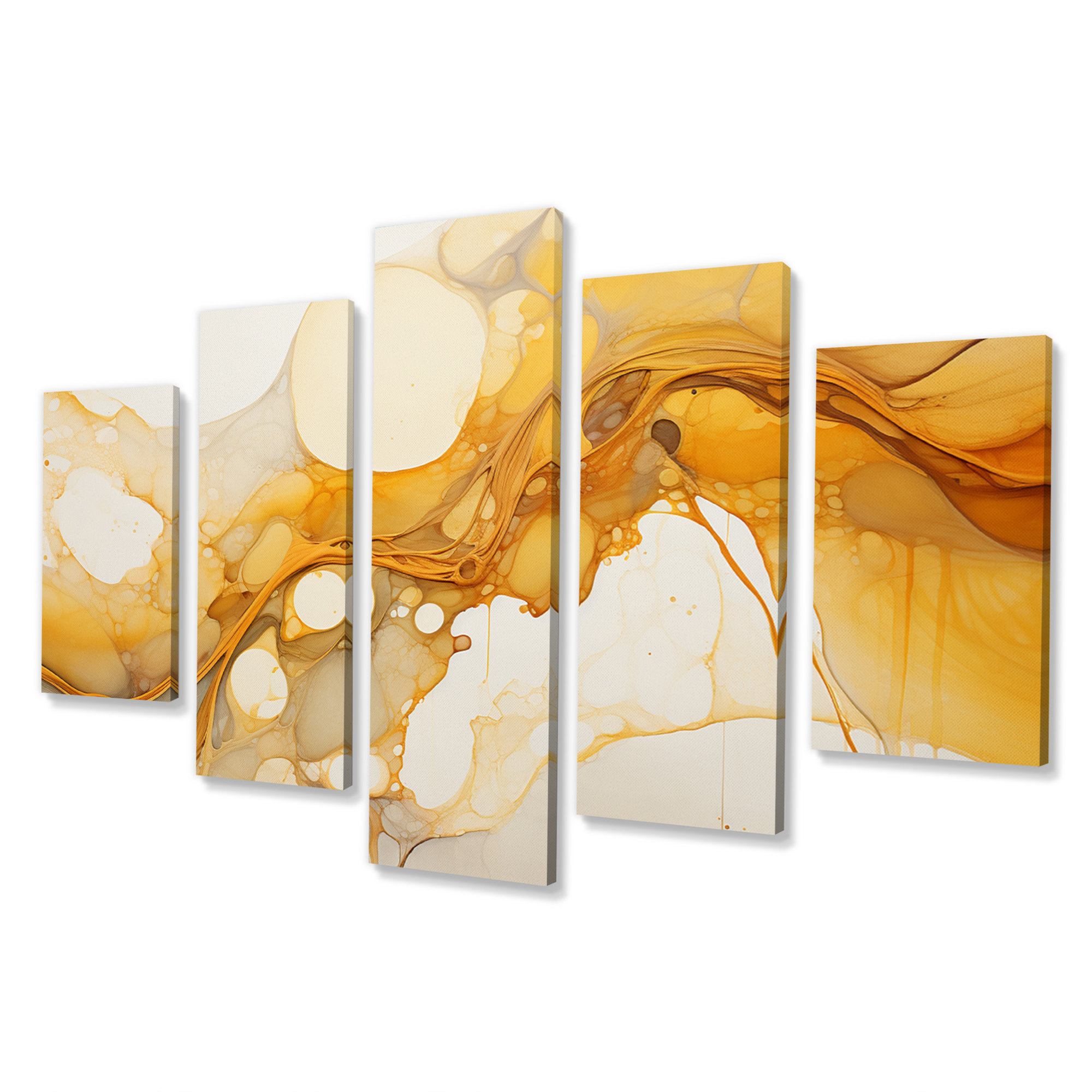 Ivy Bronx Undefined Continuation Liquid Waves Yellow - Abstract Shapes ...