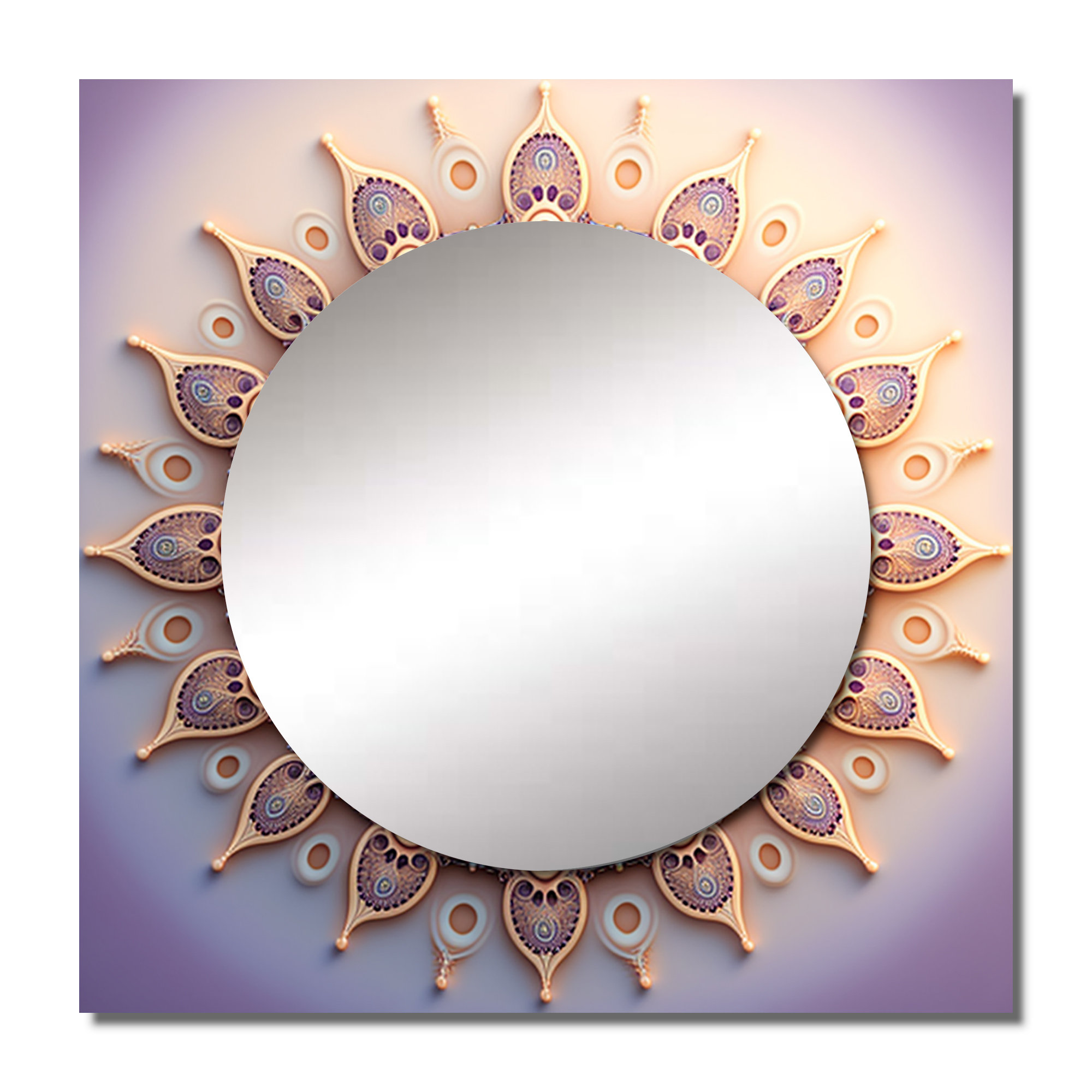 Design Art Ethereal Fractal Mandal In Purple And Yellow I - Boho ...