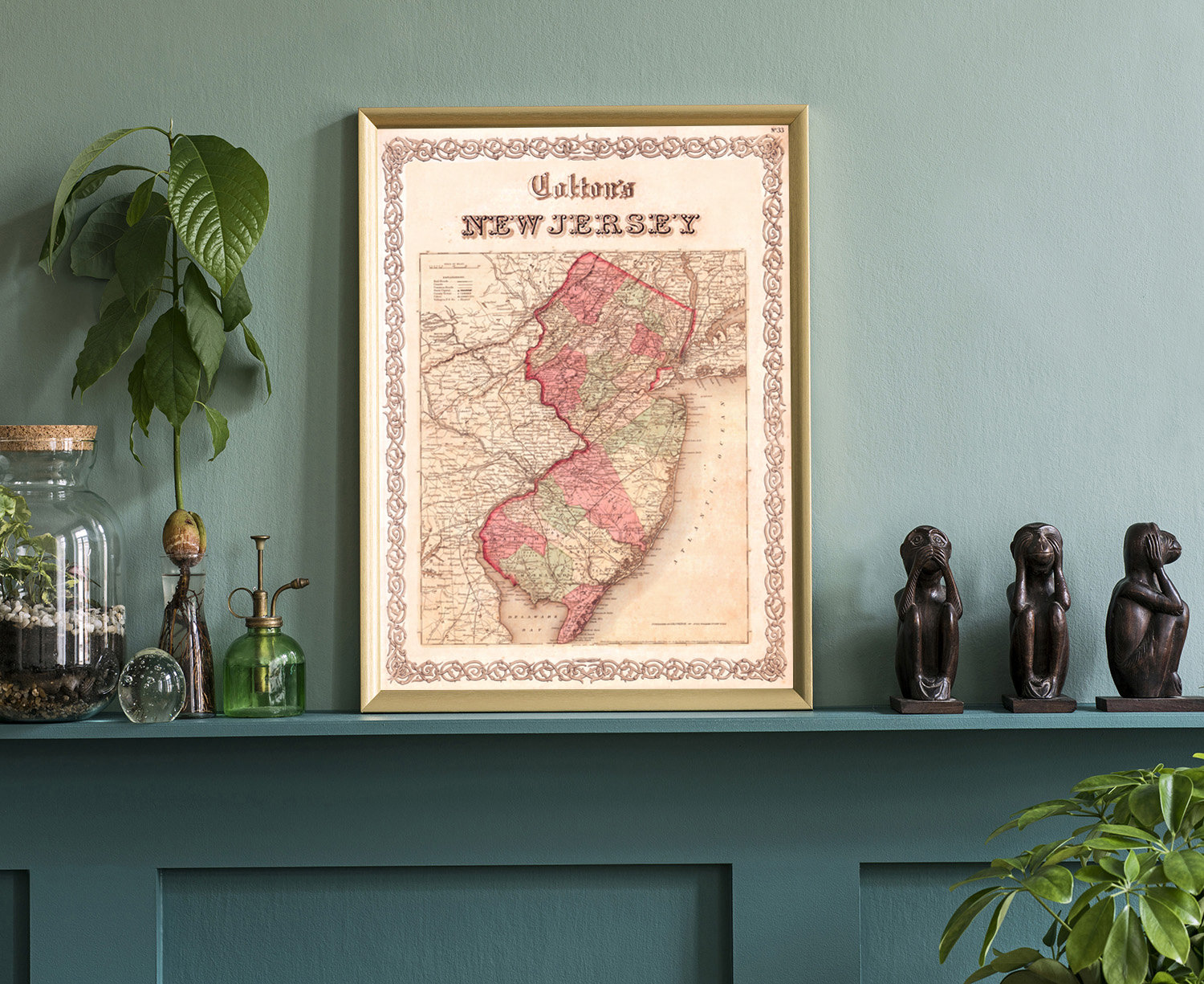 Trinx New Jersey Retro Style State Travel Poster, Vintage Unframed ...