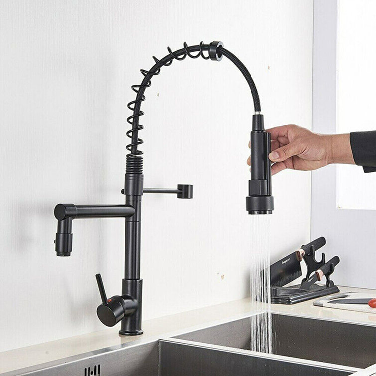 Belfry Kitchen Modern Mono Kitchen Pull Out Mixer Taps Dual Spout Spray ...