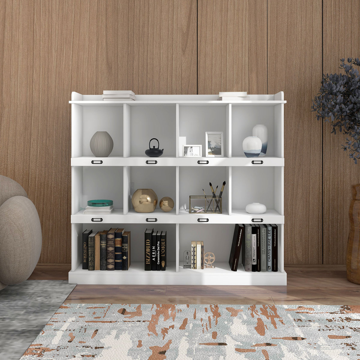 Latitude Run® Geriah Bookcase with 10 Compartments, Display Bookshelf ...