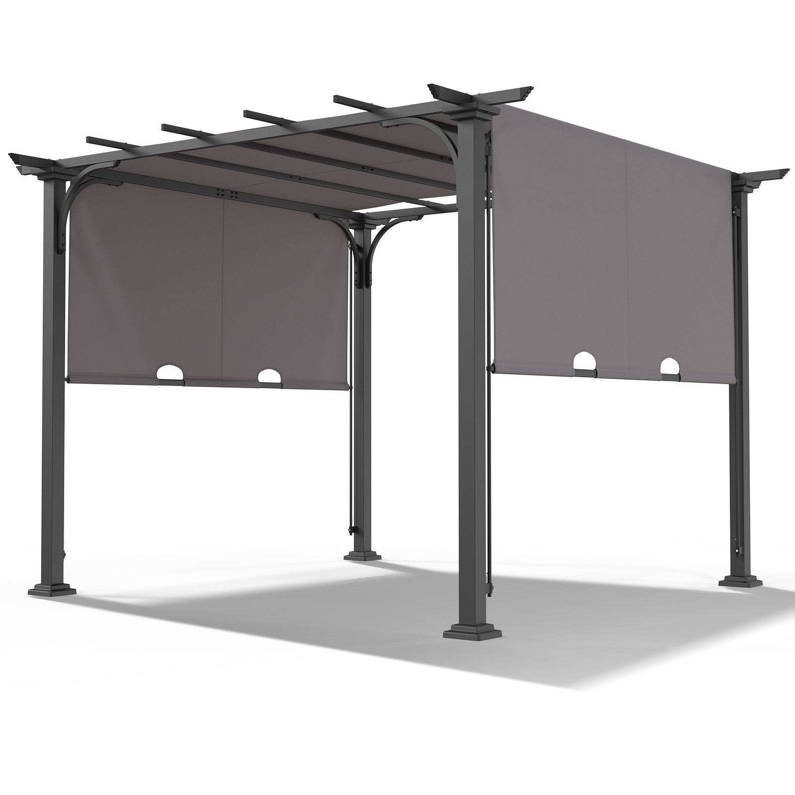 Outopee 10X10 FT Dark Grey Metal Pergola With Adjustable Canopy ...