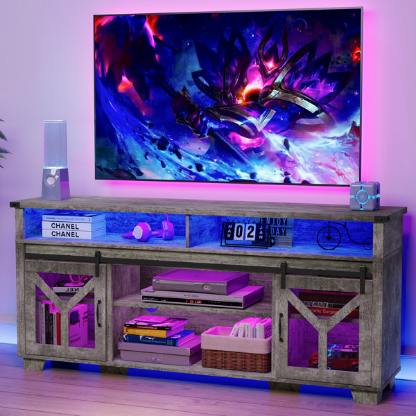 August Grove® Christinea Farmhouse TV Stand LED TV Console for TVs up ...