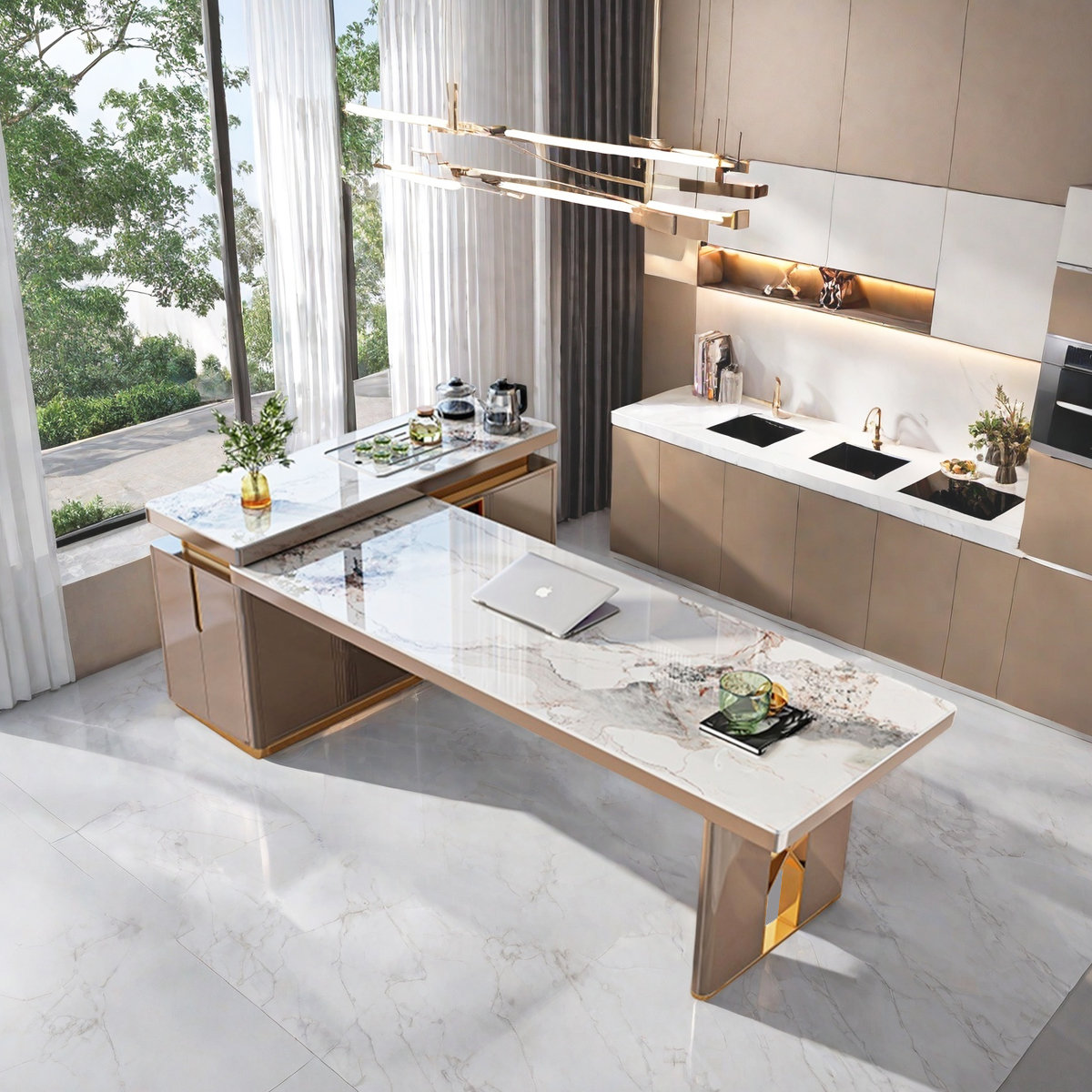 Orren Ellis L-shaped executive office tea table | Wayfair