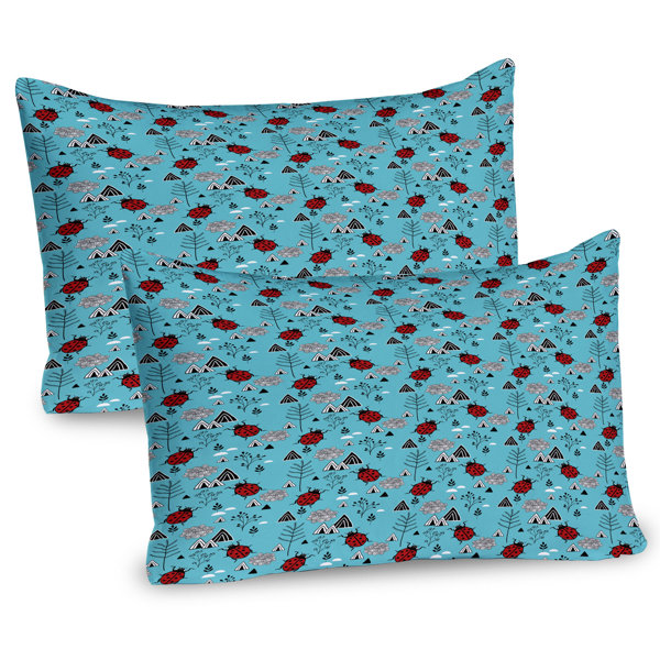 Ambesonne Ladybug Pillow Sham 2 Pack Insects Triangles Branches Sky ...