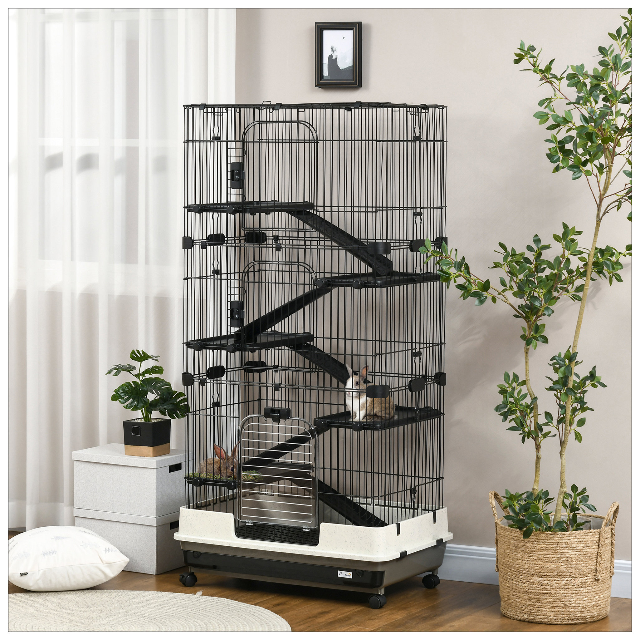 REDmintss 60-Inch Multi-Level Small Animal Cage With Wheels, Removable ...