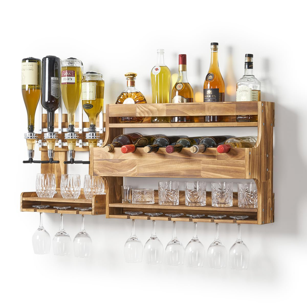 One Allium Way® Wood Wine Rack Wall Mounted, Liquor Bottle Display ...
