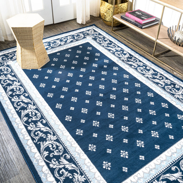 Fleur De Lis Living Reilly French Border Navy/Blue Rug & Reviews | Wayfair