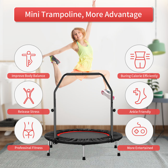 GDY 41.3" x 41.3" Foldable Round Indoor Fitness Trampoline with ...