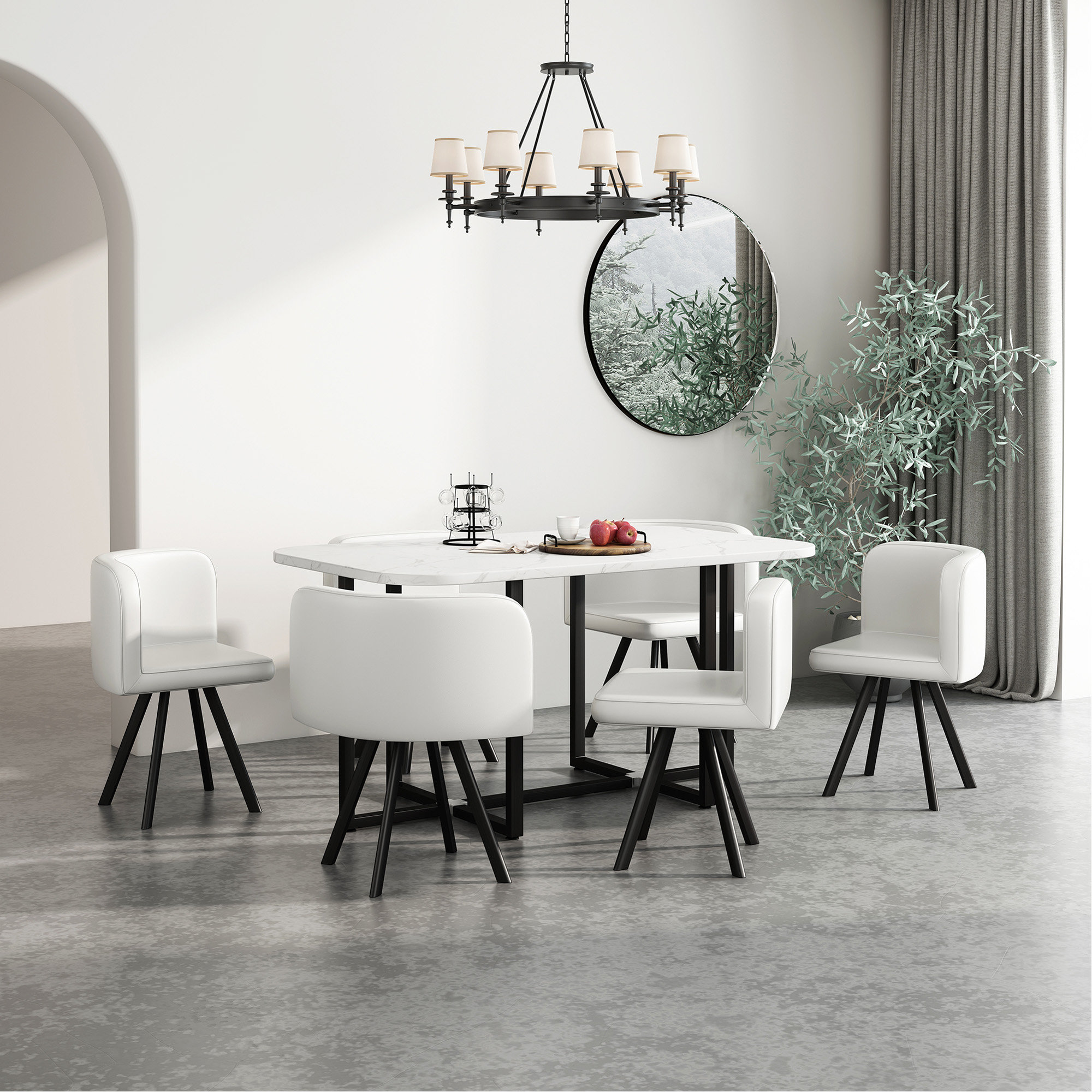 Hokku Designs Modern 7 Pieces Dining Table Set, Rectangle Dining Table ...