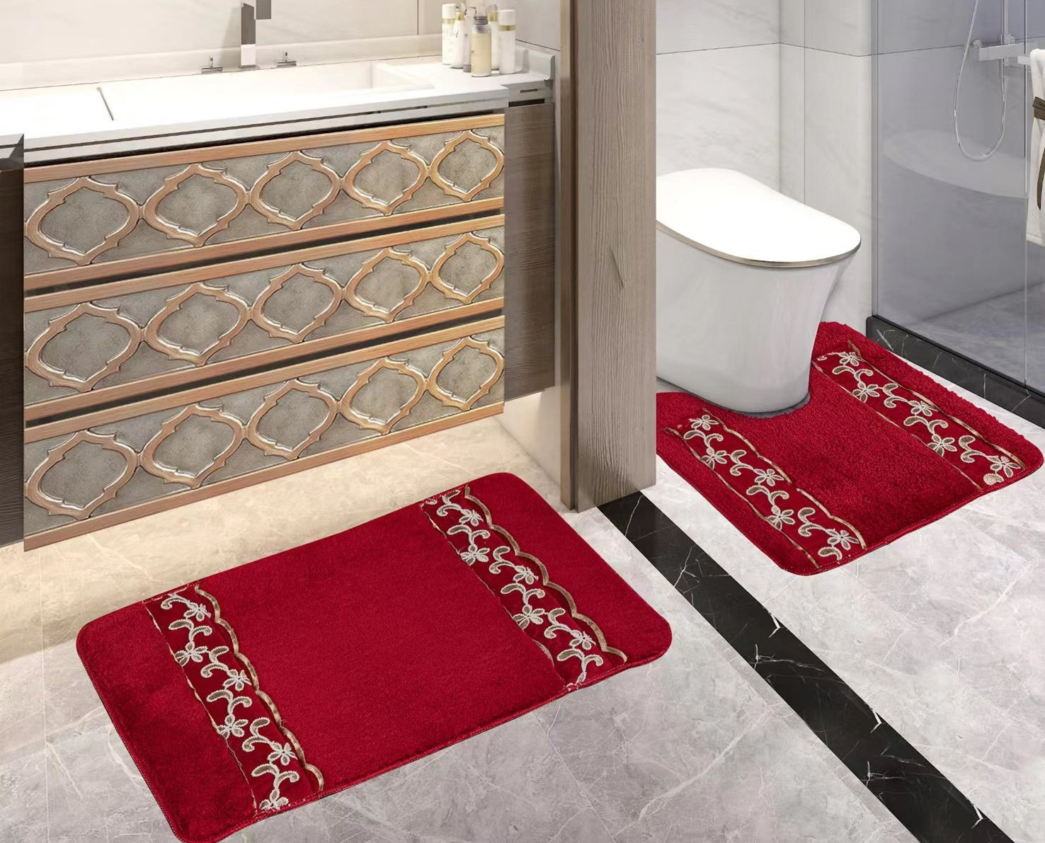 Alcott Hill® Erlon Floral 2 Piece Bath Rug Set | Wayfair