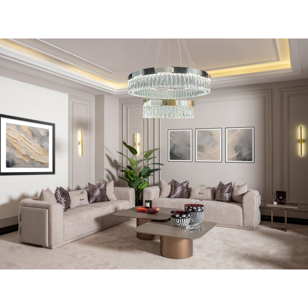 Michael Amini Canberra Living Room Set With Two Sofas, Two Cocktail ...