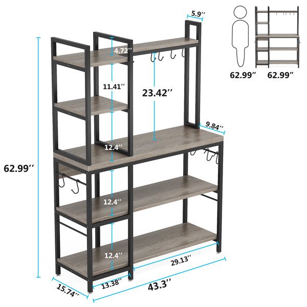 17 Stories 5-tiers Baker's Rack with Hooks for Kitchen & Reviews | Wayfair