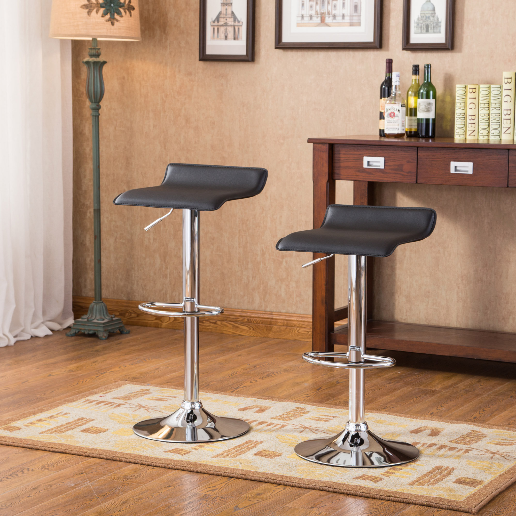 Wrought Studio™ Adjustable Height Bar Table And 2 Chrome Adjustable ...
