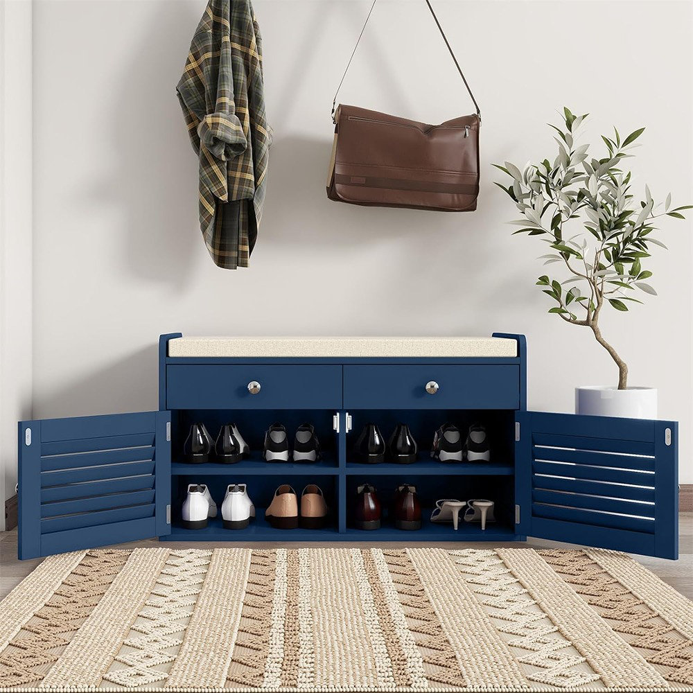 Wildon Home® Shoe Storage Bench With 2 Drawers & 2 Door Cabinet ...