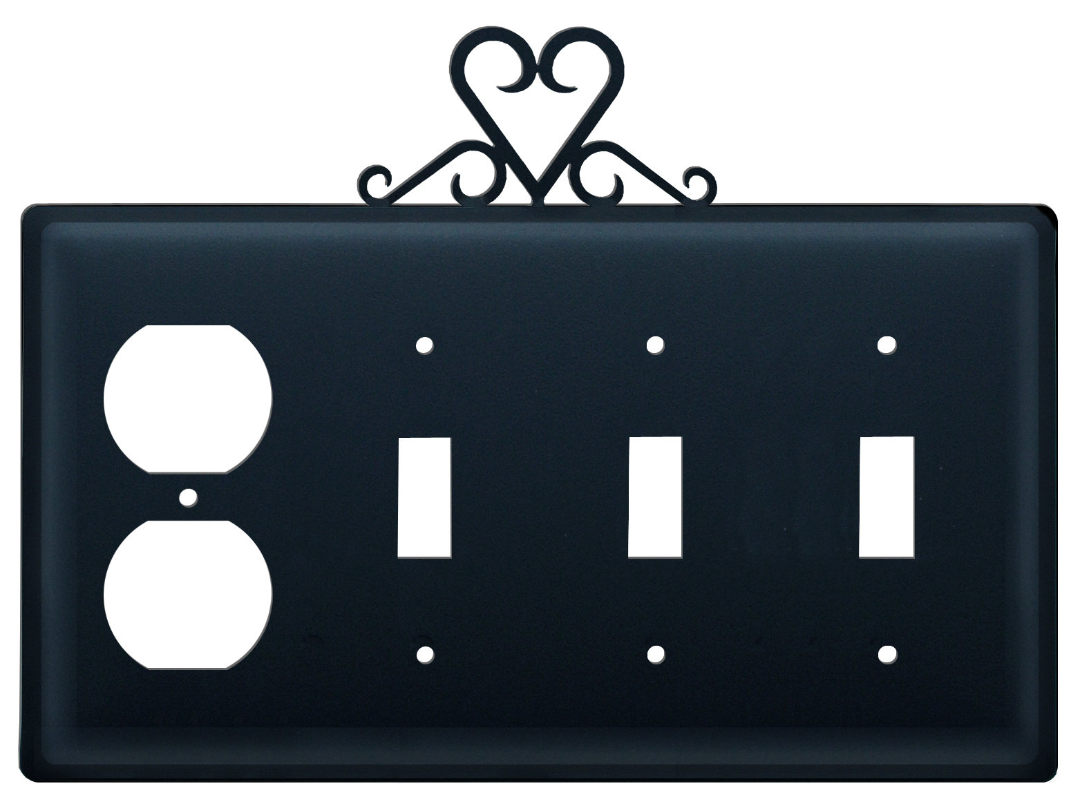 Village Wrought Iron Heart 4-Gang Duplex Outlet / Toggle Light Switch ...