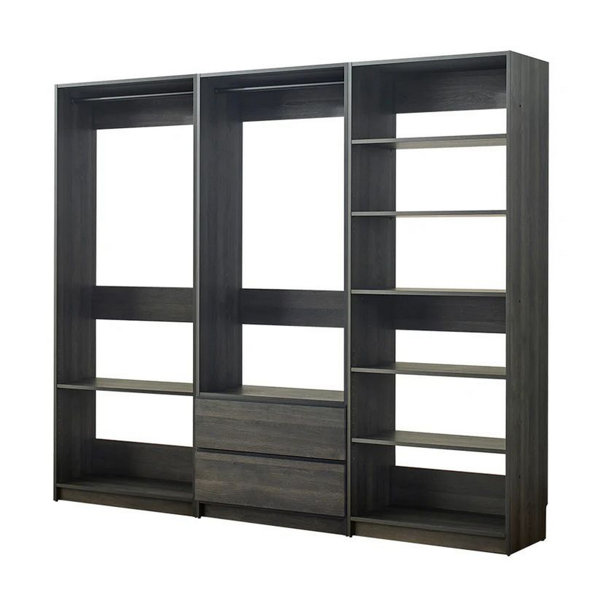 Benjara Dee Modular Closet System, 2 Clothing Racks, 6 Shelves, Dark ...