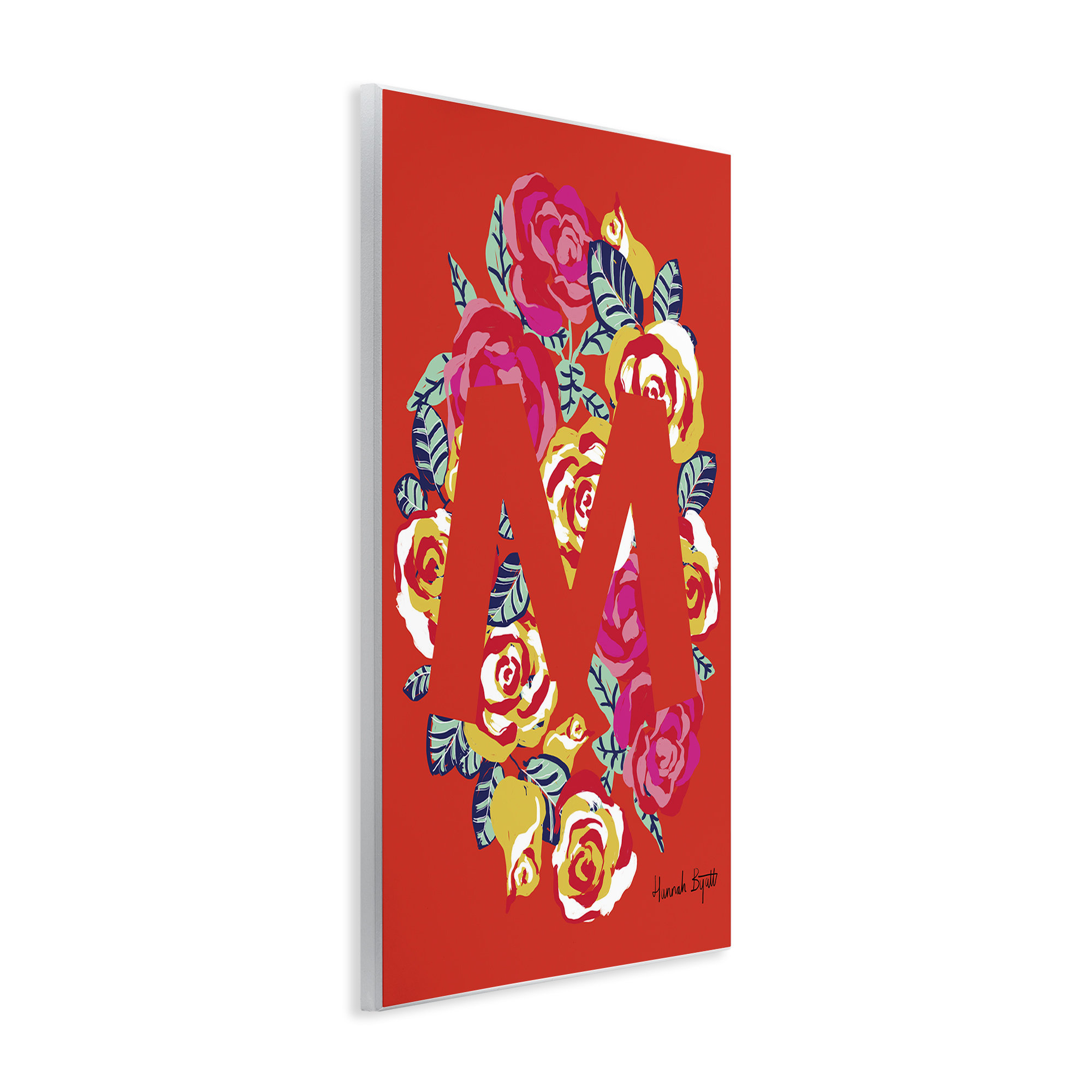 Stupell Industries Floral Bloom Letter M Wall Plaque Art by Hannah ...