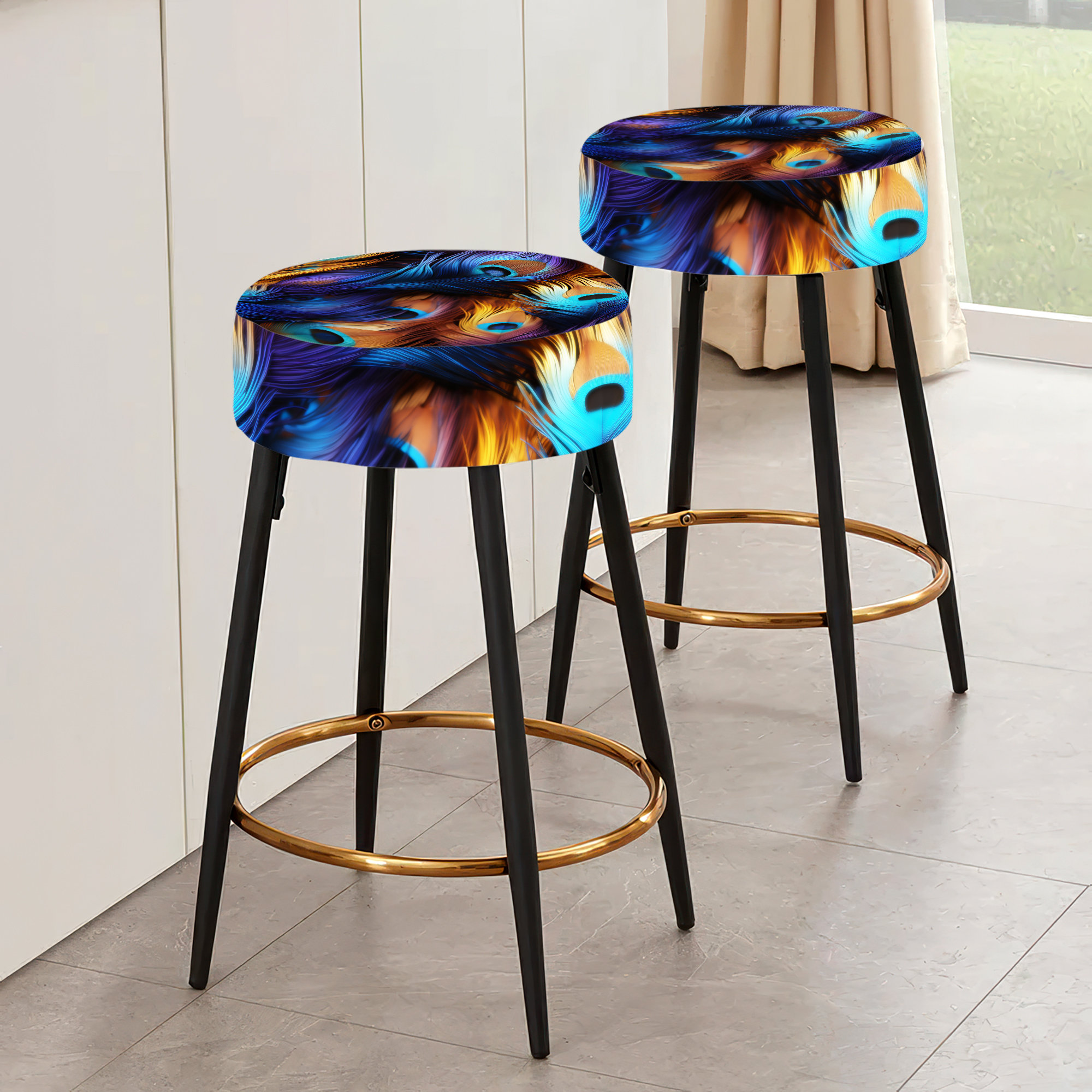 Dakota Fields Eubha - Animal Print Bar Stools Set Of 2 | Wayfair