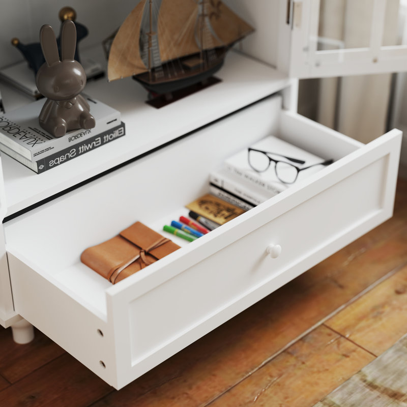 Canora Grey Display Storage Cabinet With Glass Doors Set Of 3 | Wayfair