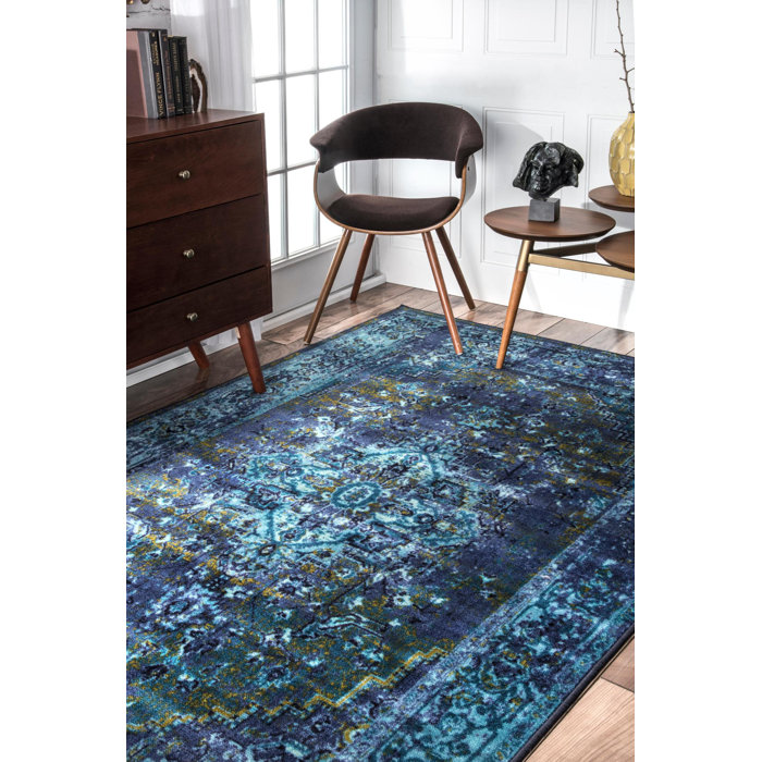 Bungalow Rose Performance Blue Rug & Reviews | Wayfair