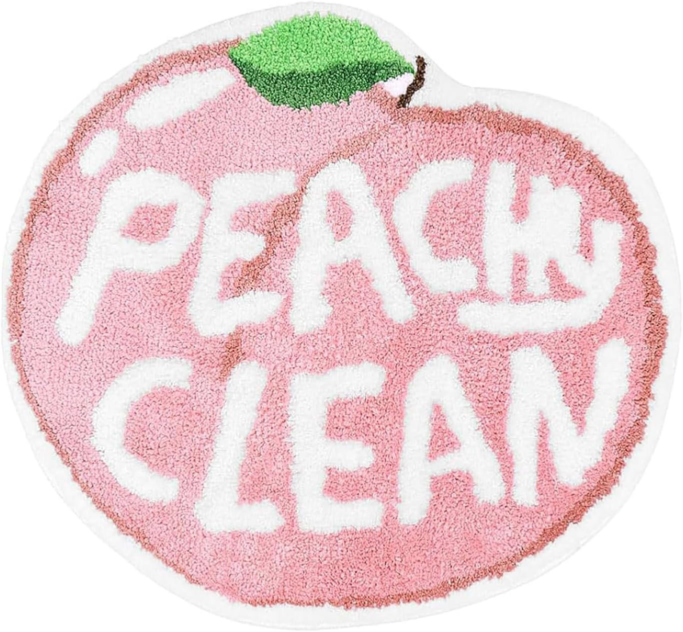 Red Barrel Studio® Fruit Peach Bathroom Rug, Furry Peachy Clean Bath ...