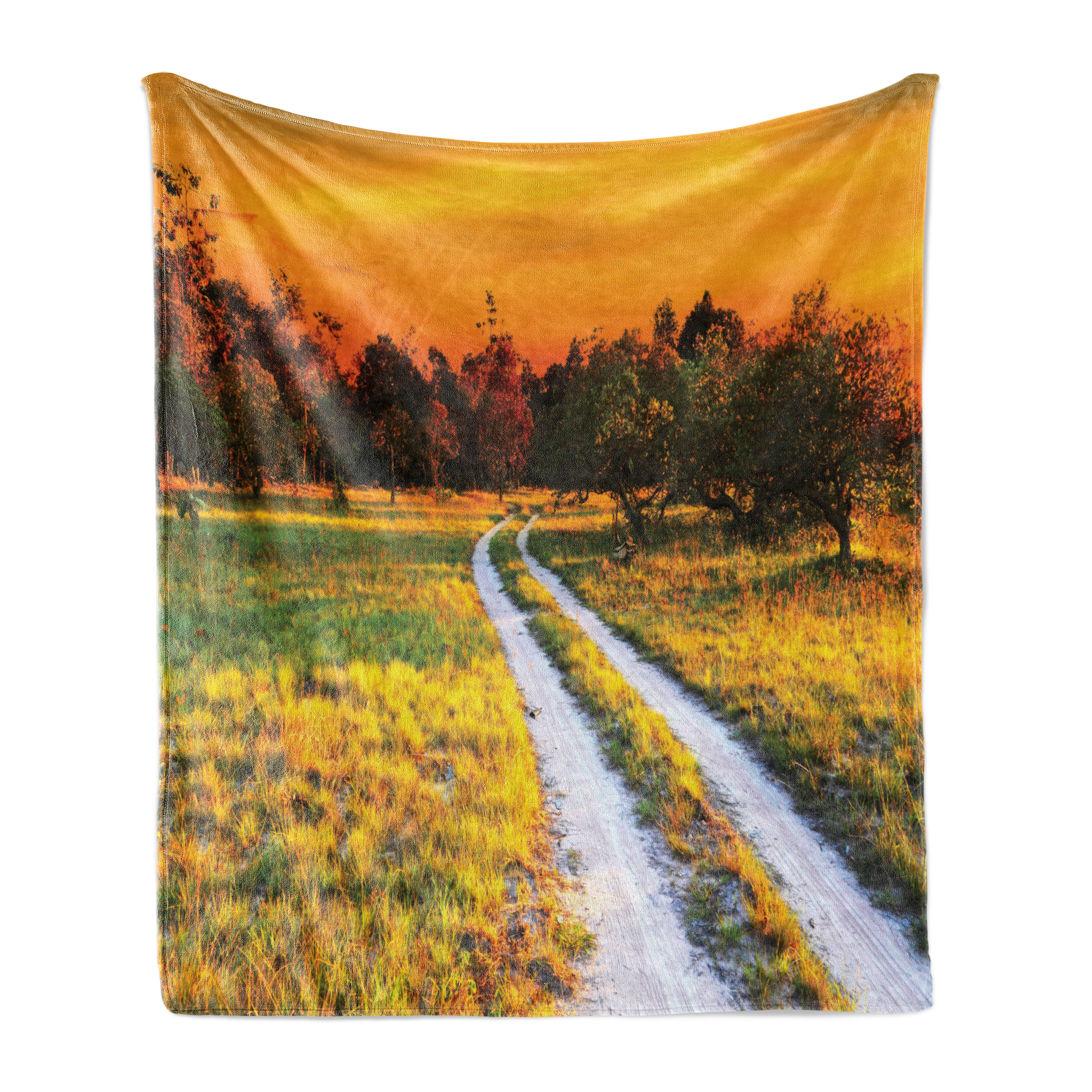 Ambesonne Landscape Fleece Throw Blanket Driving Path Olive Garden ...