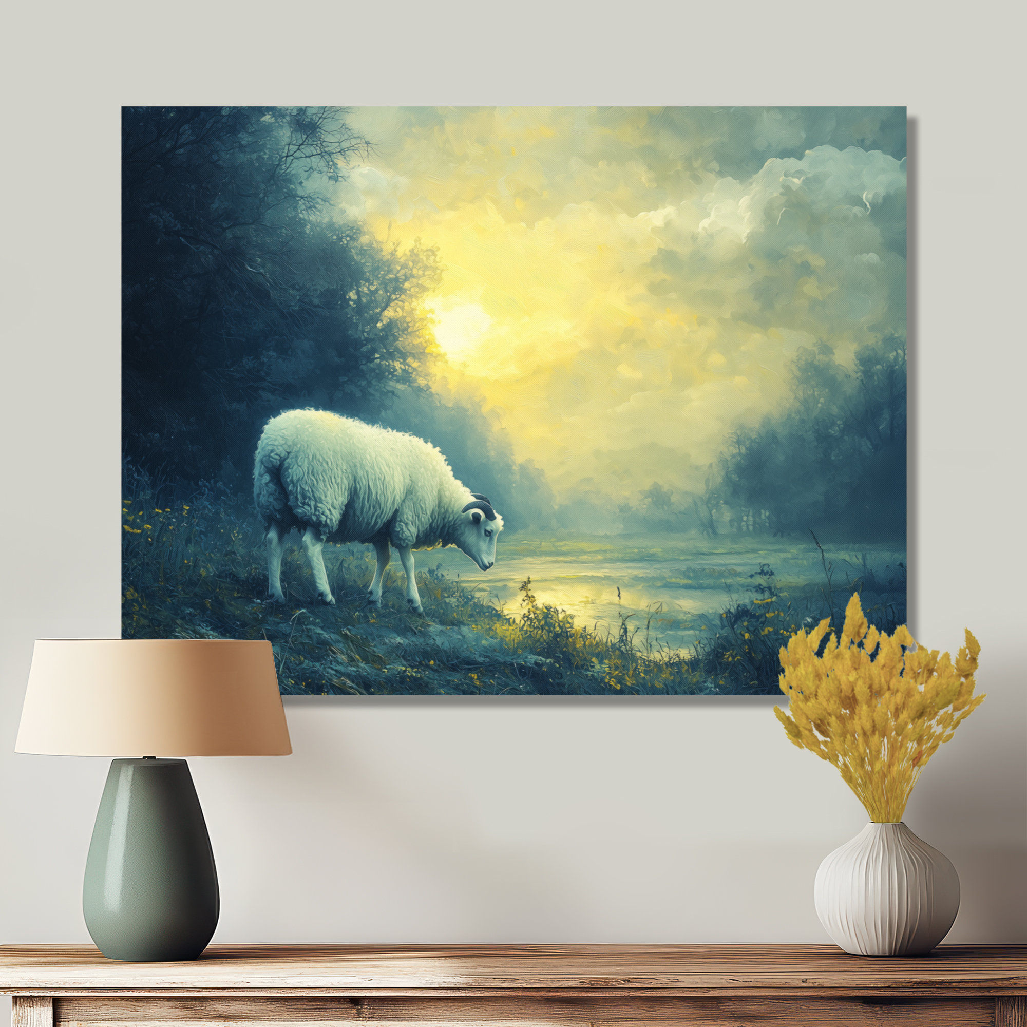 August Grove® Dreyah Countryside Sheep Pastoral Dream - Sheep Wall Art ...