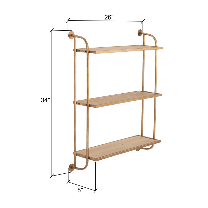 Williston Forge Emery Wood & Metal 3 Tier Wall Shelf & Reviews | Wayfair