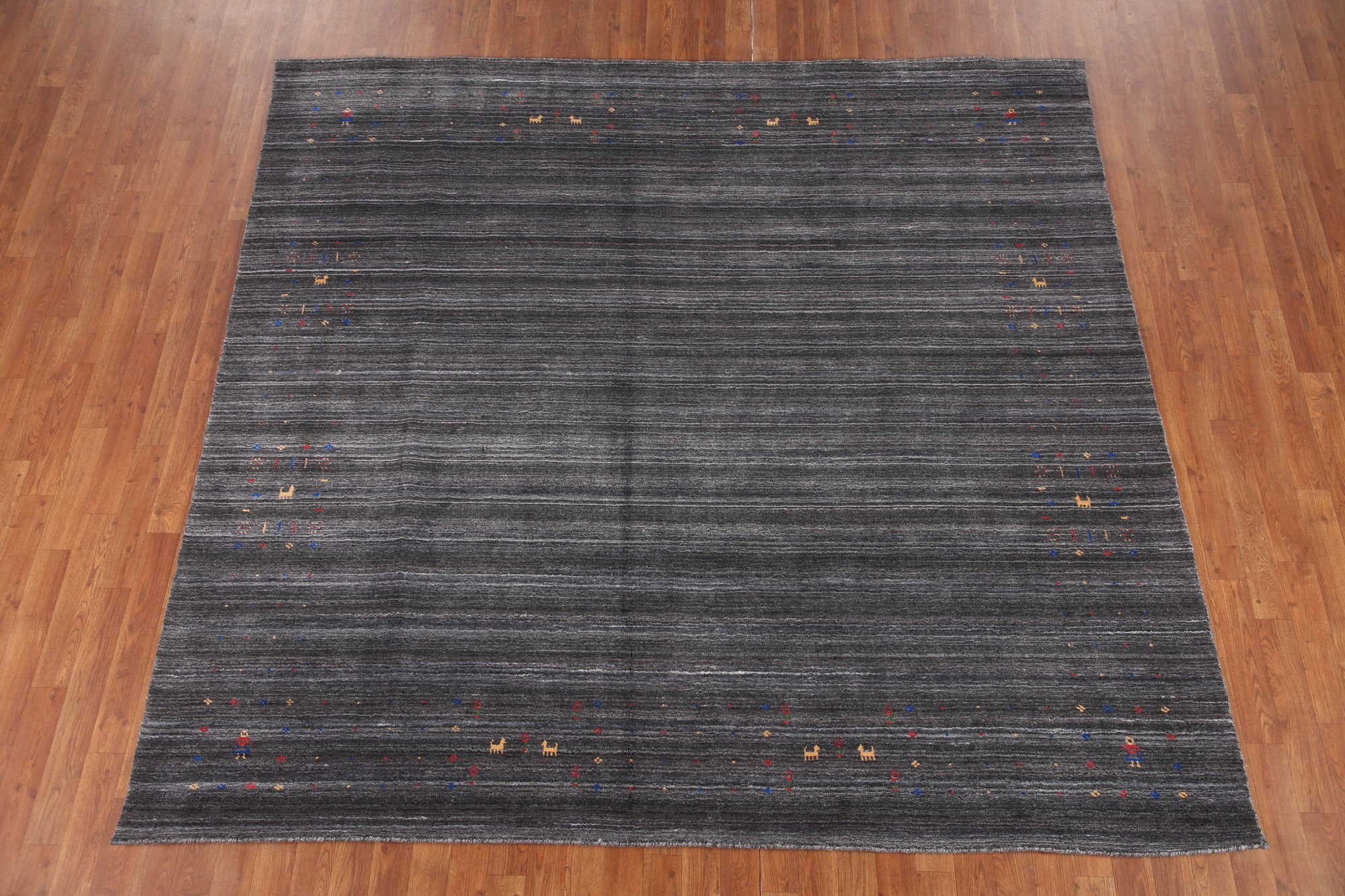 Bungalow Rose Striped Square Gabbeh Oriental Area Rug 8x8 | Wayfair