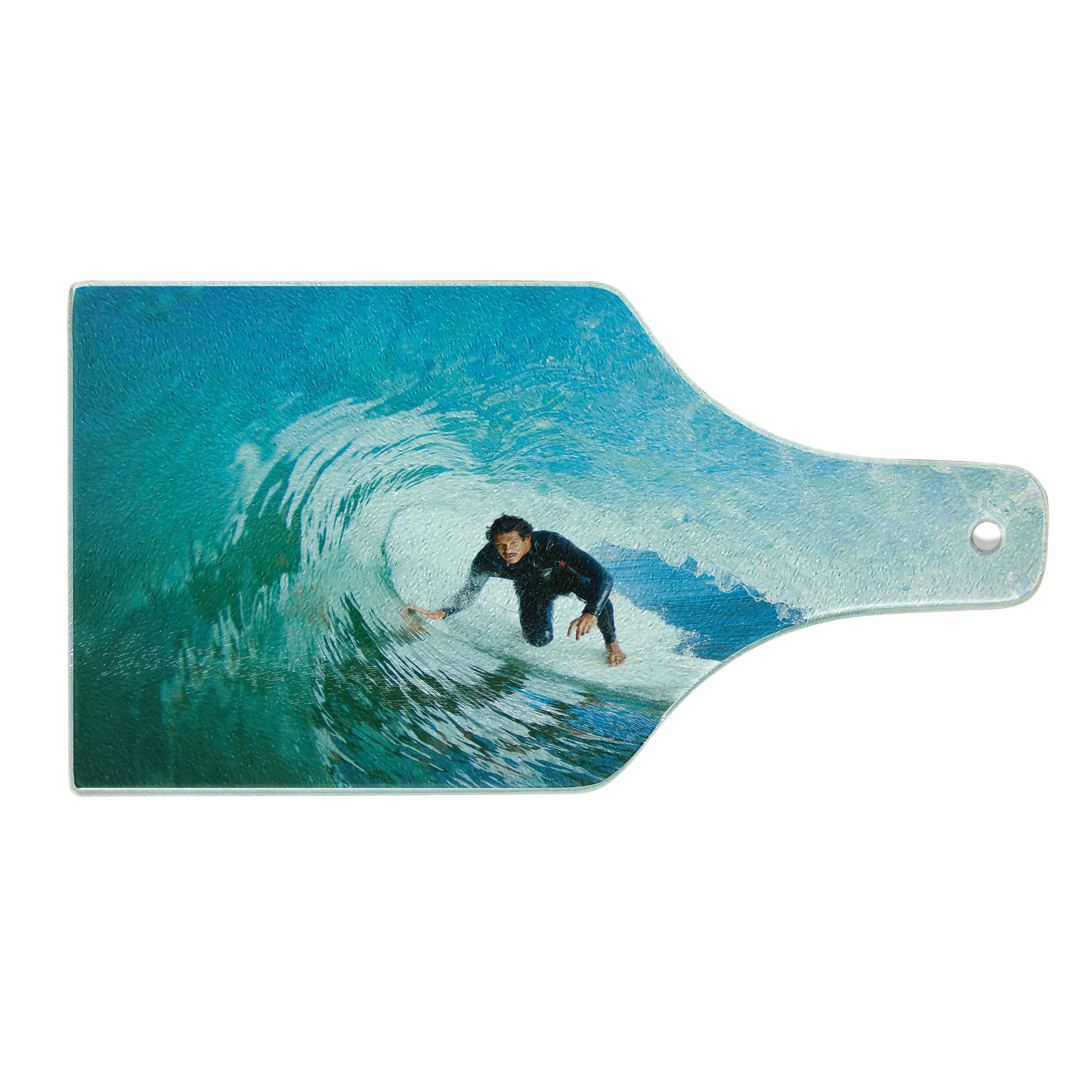 Ambesonne Ride the Wave Tempered Glass Cutting Board Wave Surfer Sport ...