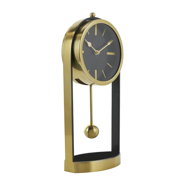 Mercer41 Analog Metal Quartz Movement / Crystal Tabletop Clock in Gold ...