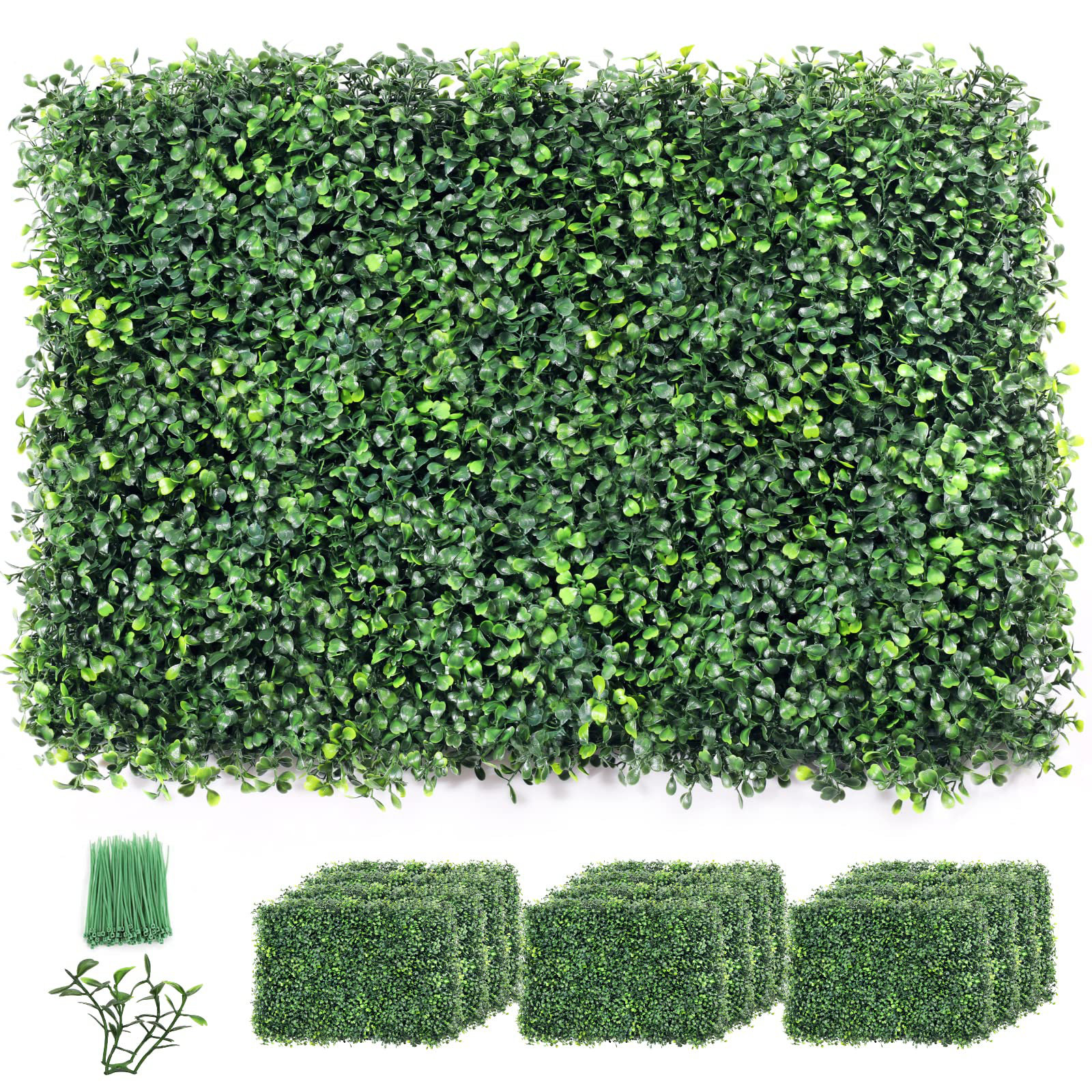 Primrue Grass Wall Boxwood Hedge Wall Panels, 12Pcs 24" X 16 ...