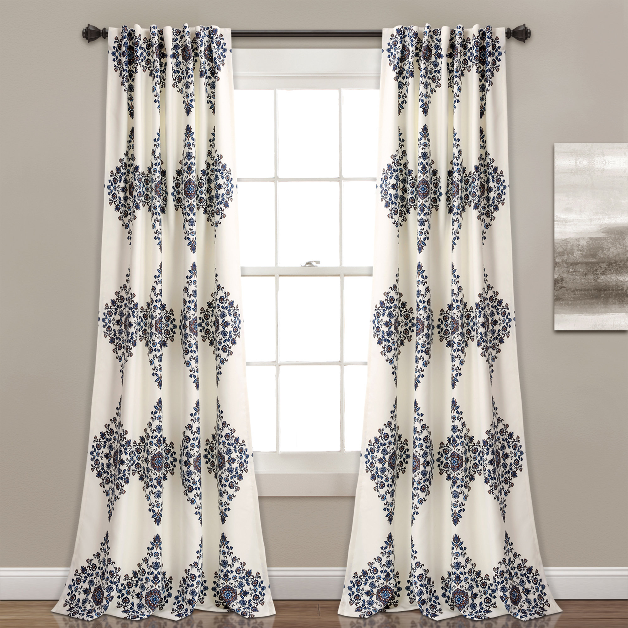 Lush Decor Keya Medallion Floral Room Darkening Thermal Curtain Panels ...