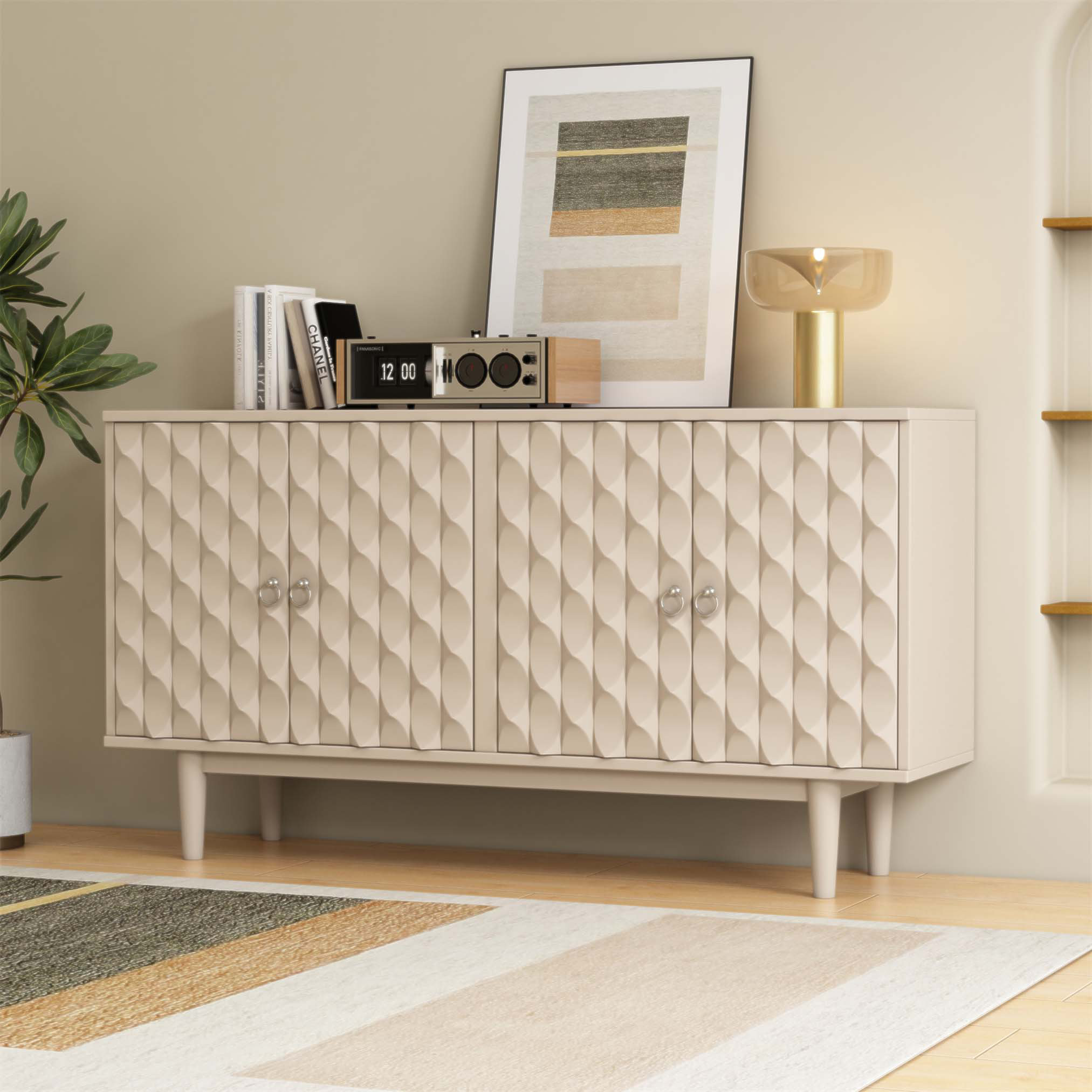 Wrought Studio™ Modern 4-door Sideboard with Convex Pattern Doors and 2 ...