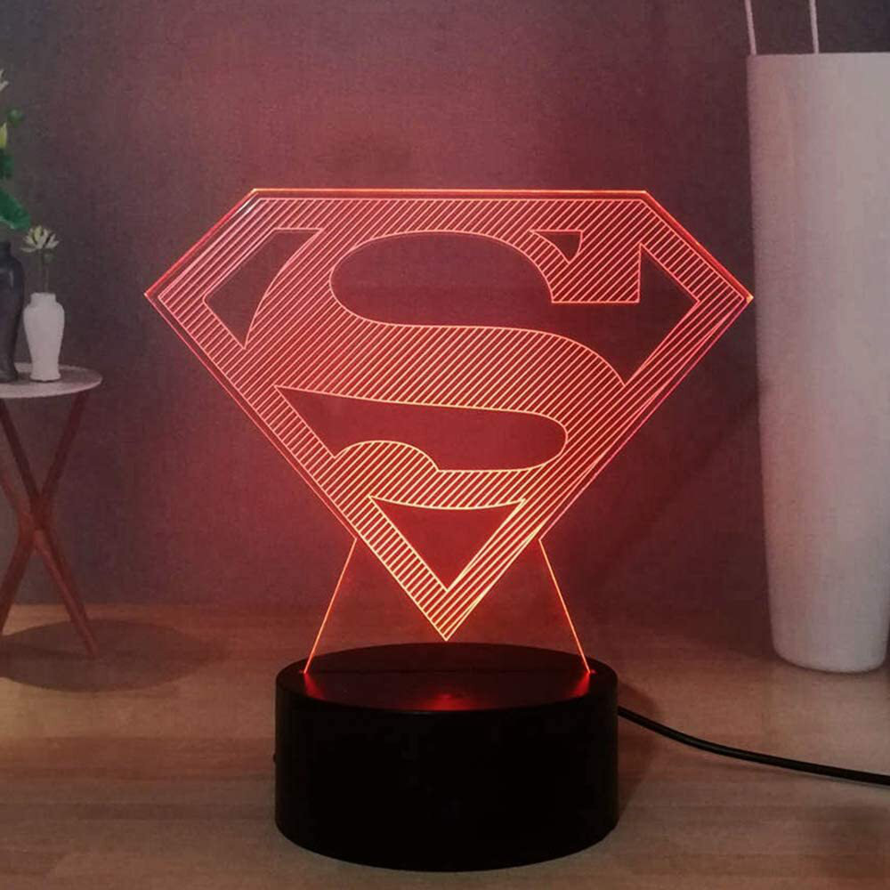 Flash Popup Superman Logo Illusion LED Lamp, 3D Light Experience ...