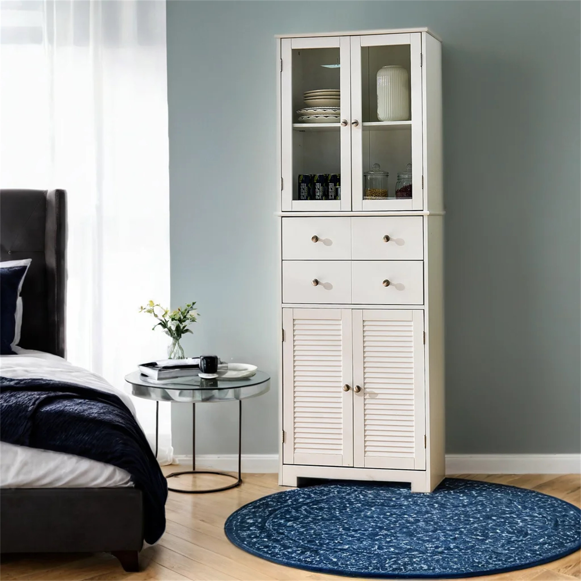 Winston Porter Kitchen Storage Cabinet With Doors And Shelves, Large ...