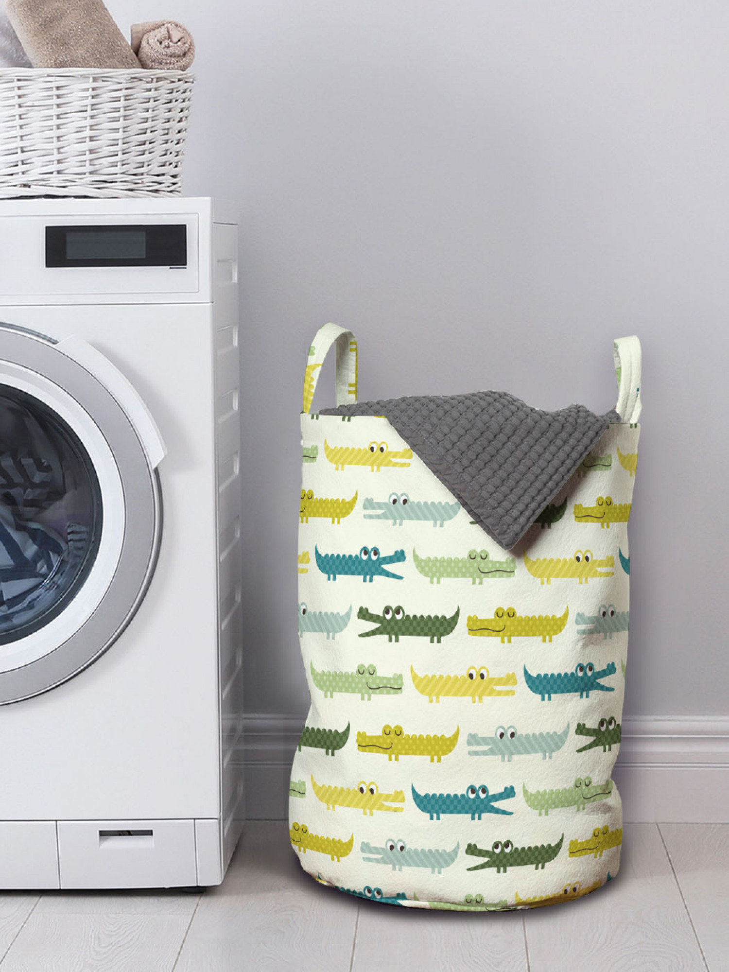 East Urban Home Ambesonne Animal Laundry Bag, Crocodile Characters In ...