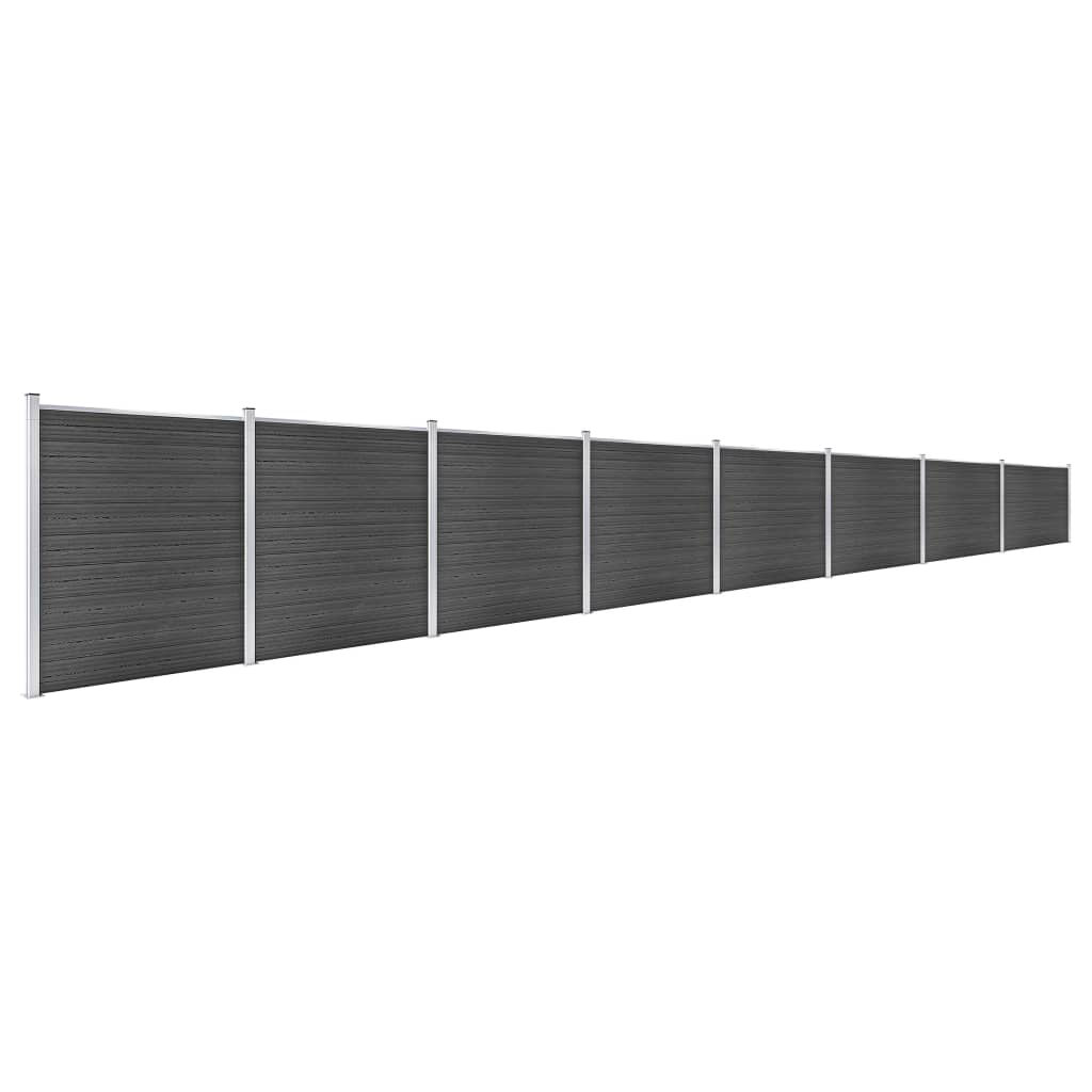 vidaXL Fence Panel Set WPC 547.6"x73.2" Black - Wayfair Canada