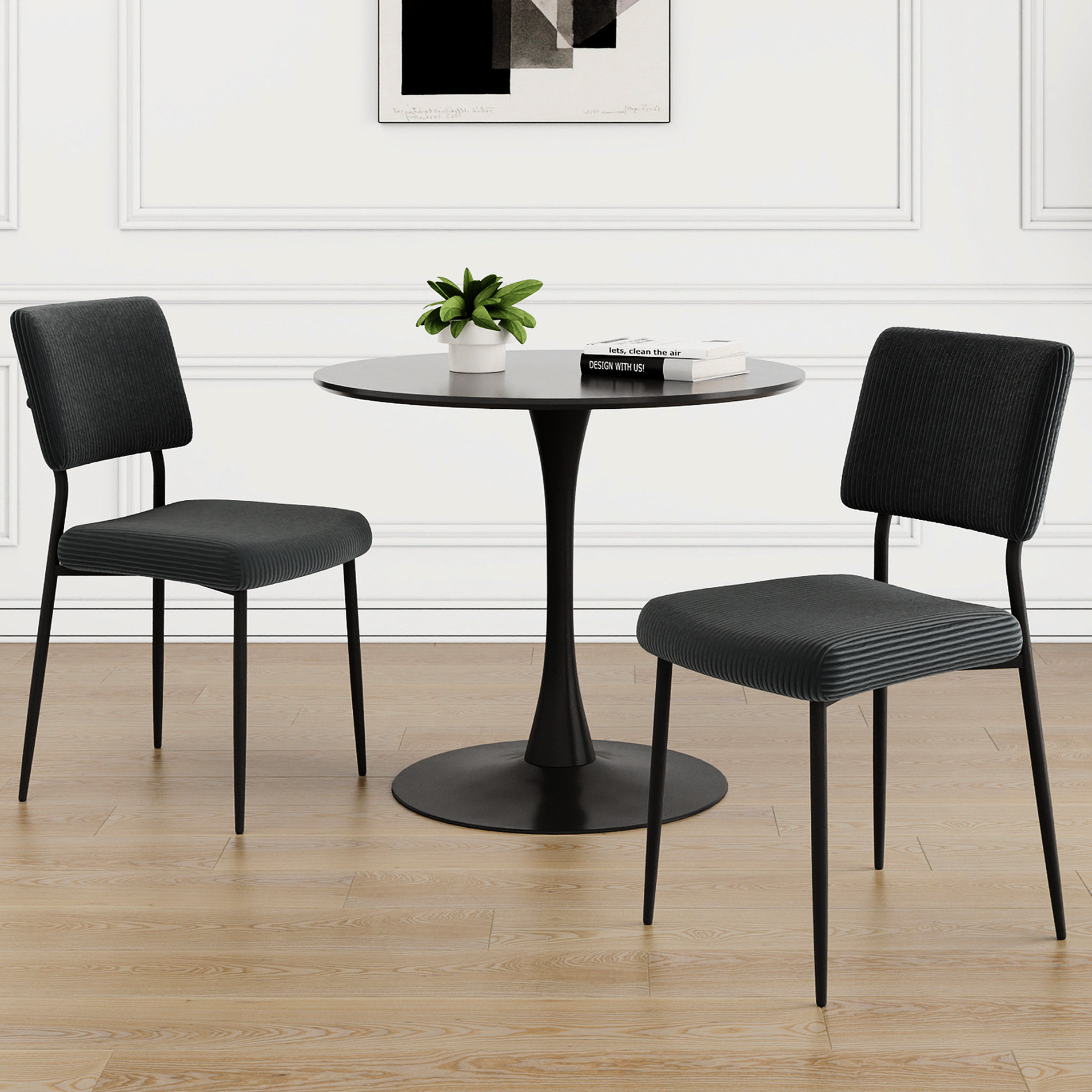 George Oliver Upholstered Dining Chair-3 Pieces With Metal Legs. Warm ...