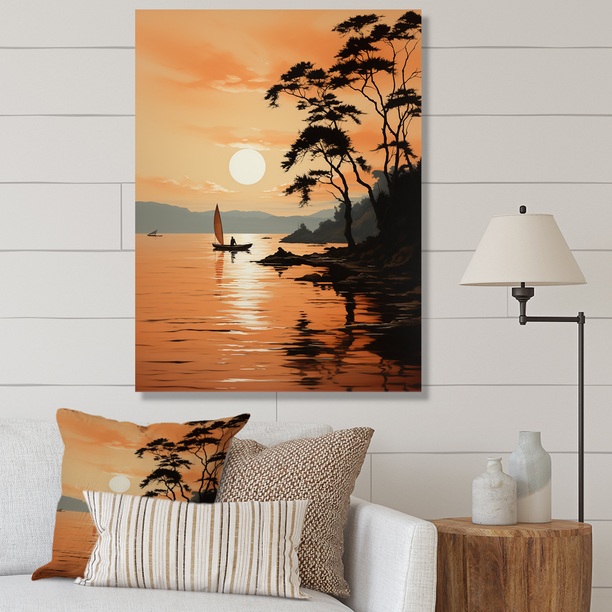Breakwater Bay Edwinton Golden Sunrise Silhouetted I On Canvas Print ...