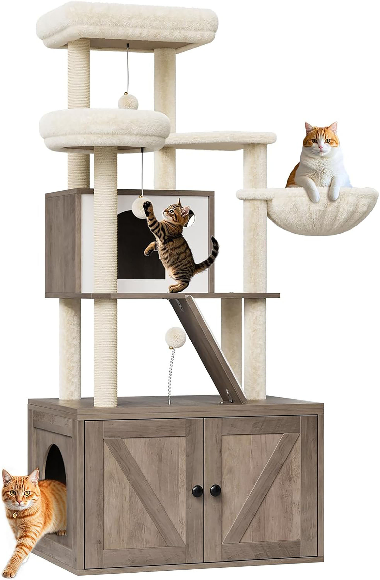 Archie & Oscar™ Cat Tree With Litter Box Enclosure, 2-In-1 Modern Large ...