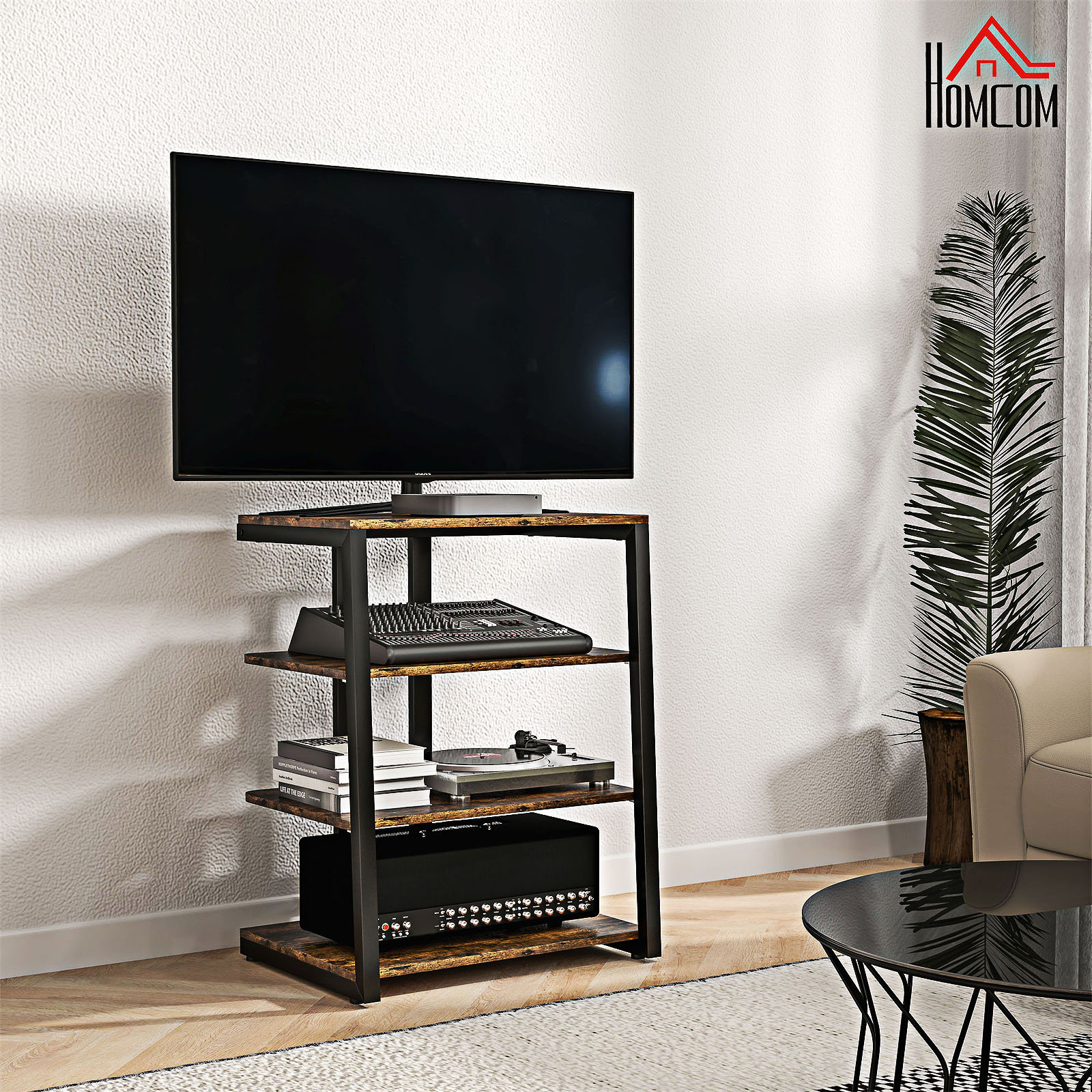 17 Stories TV Stand with Adjustable Shelves and Extension Lead Holder ...