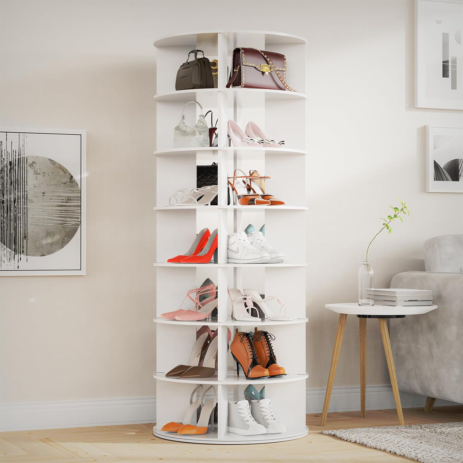 Hokku Designs 7-Tier Spinning Shoe Rack With 360° Rotation, Large ...