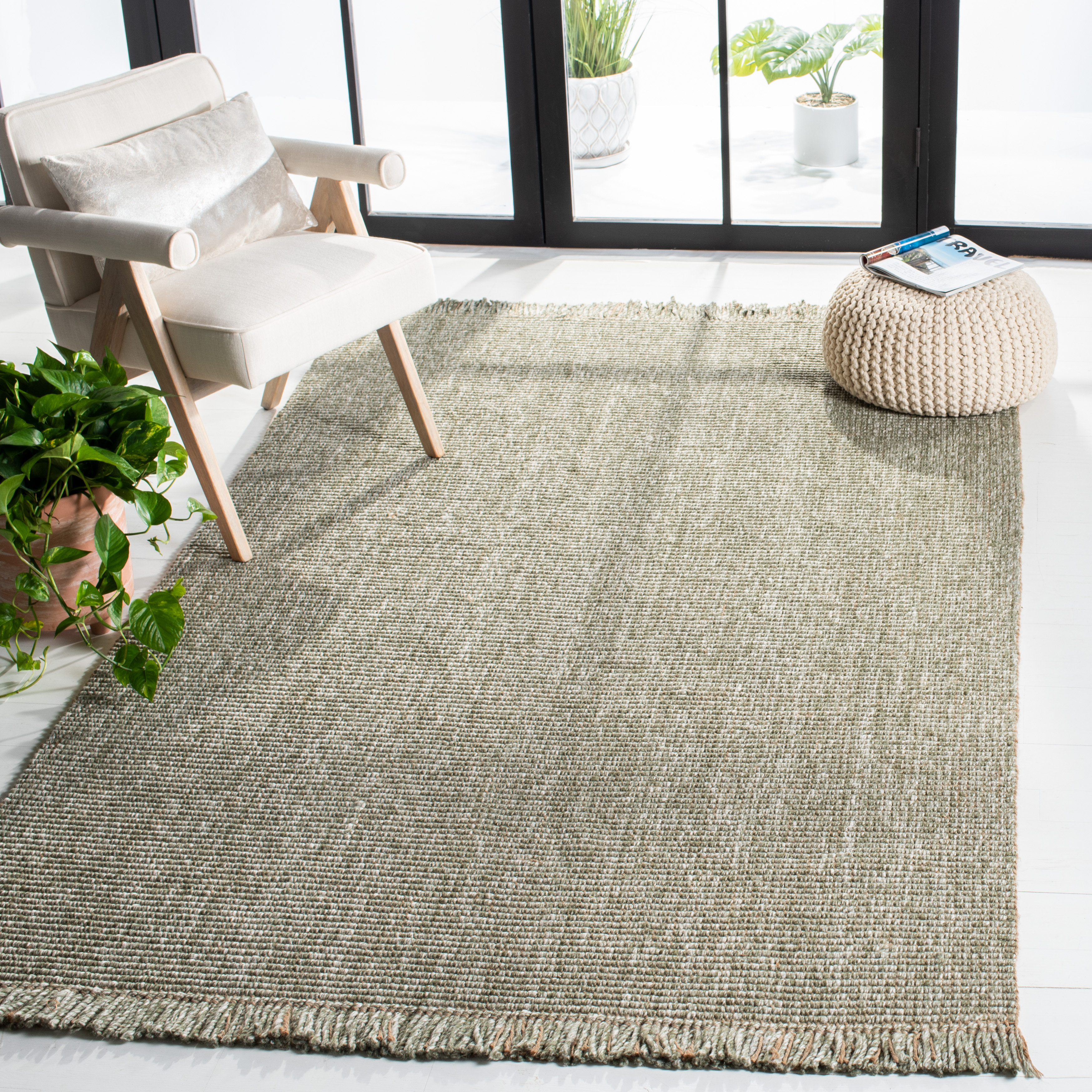 Dovecove Pulcherie Natural Fiber Hand Woven Performance Solid Color Rug ...