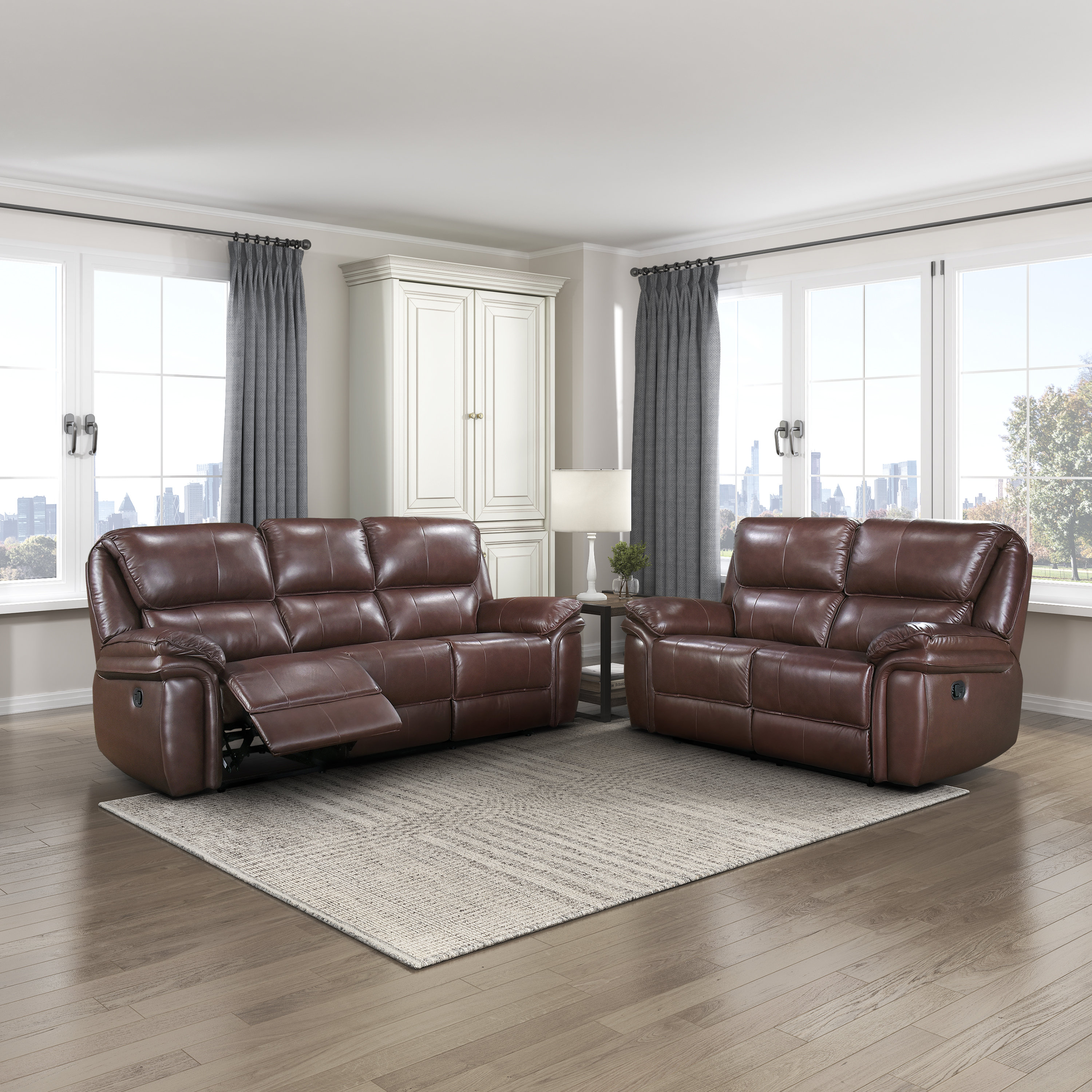 Latitude Run® Lizandro 2-Piece Leather Match Manual Reclining Living ...