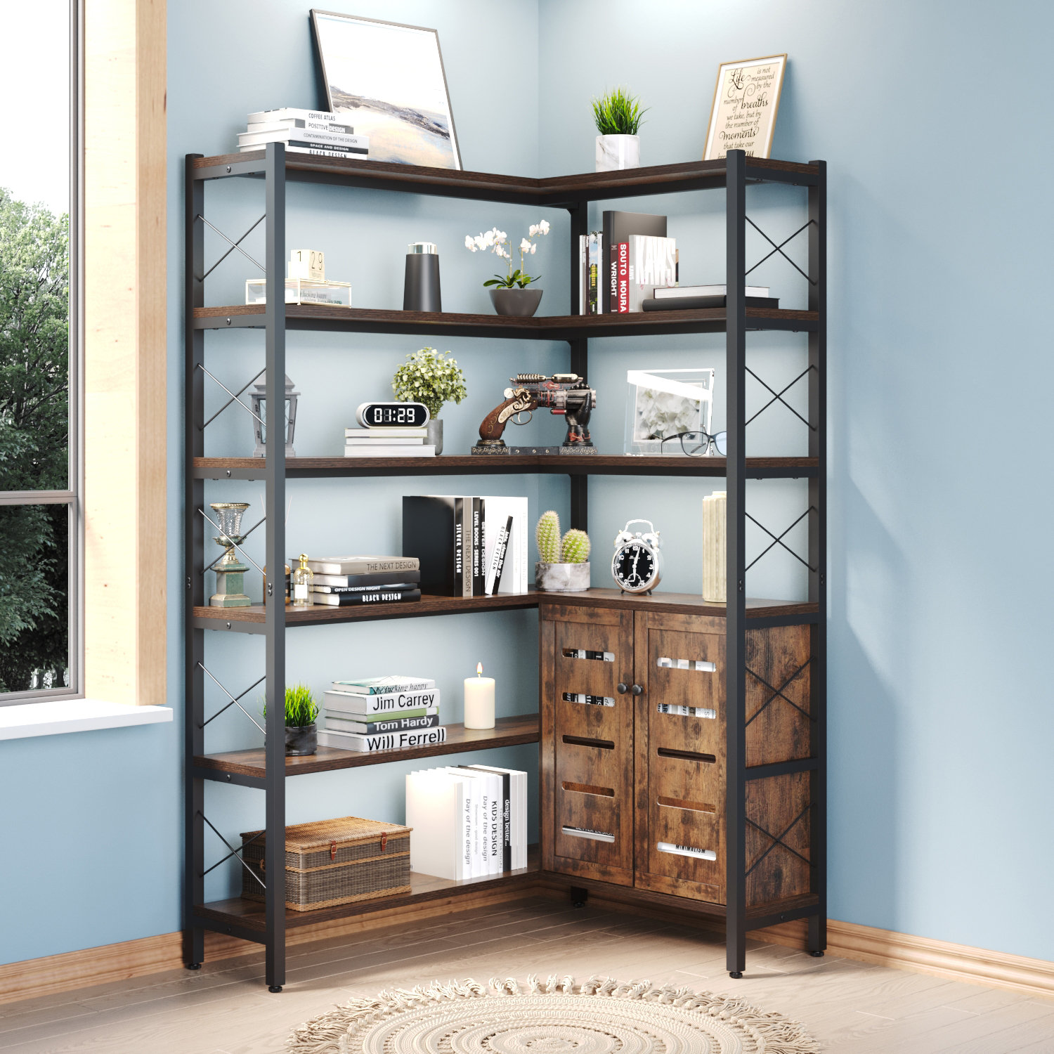 17 Stories Alexeis Corner Storage Bookcase & Reviews | Wayfair