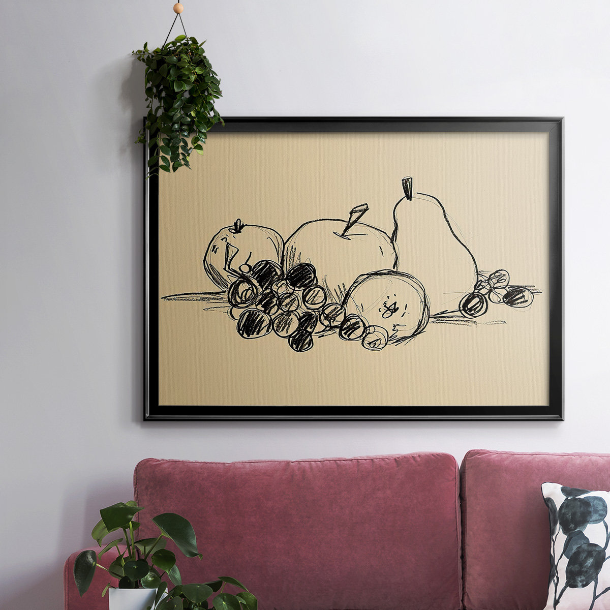 August Grove® Graphite Fruit I Framed On Canvas Print | Wayfair