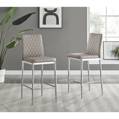 East Urban Home Milano Luxury Faux Leather Breakfast Bar Stool ...