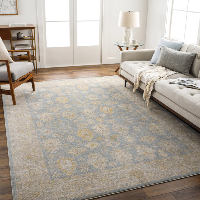 Langley Street Don Oriental Machine Woven Polyester Area Rug in Blue ...